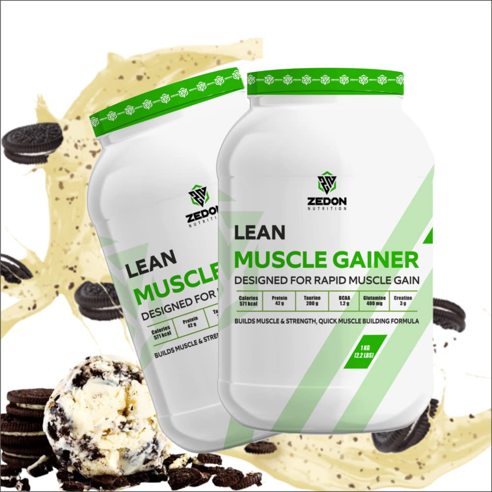 Zedon Nutrition Lean Muscle Gainer, 42g Protein, Creatine, Whey Protein ...