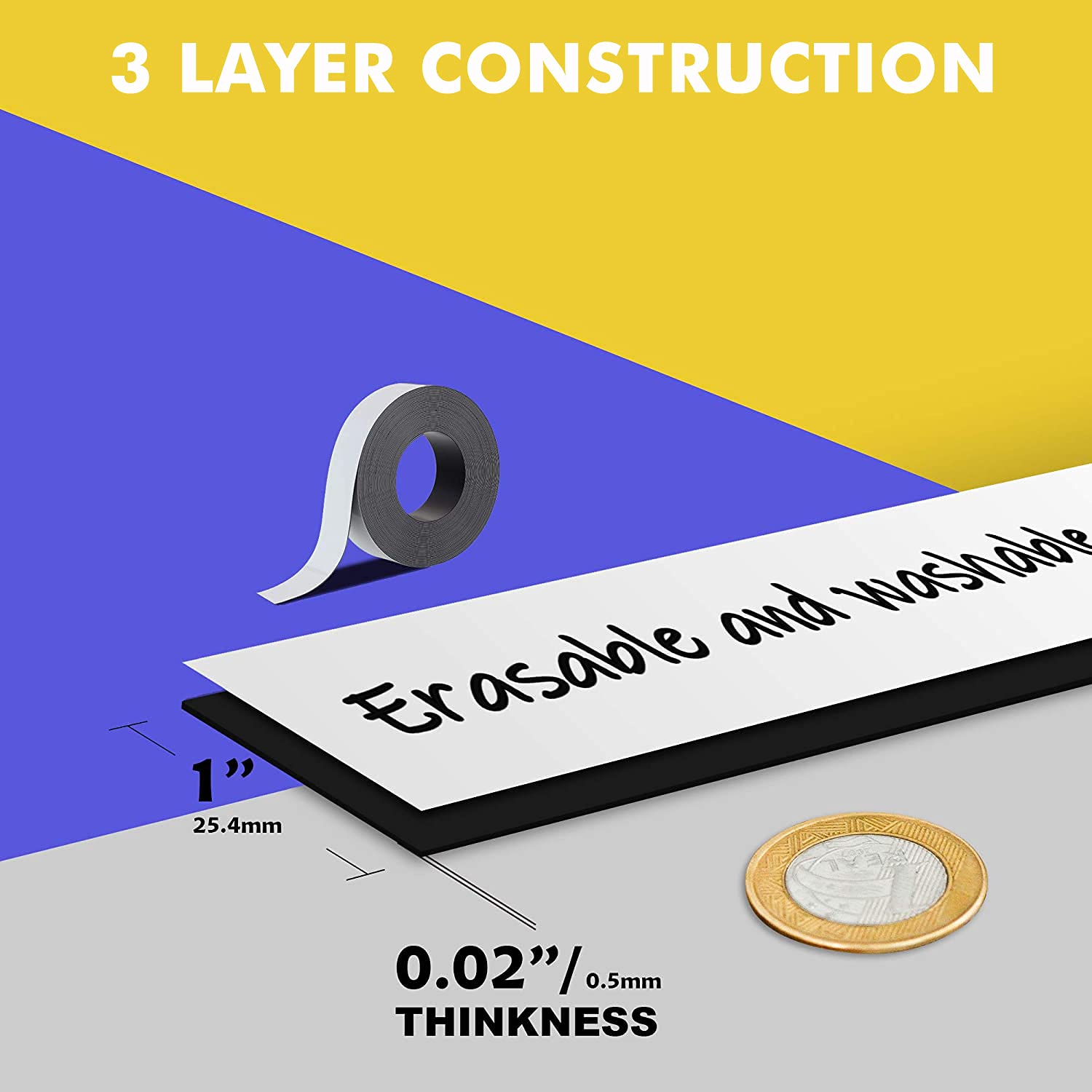 Snapklik.com : LLPT Dry Erase Magnetic Label Strips 1” X 26 Ft Blank ...