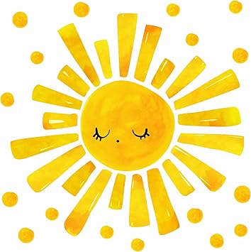 Amazon.com: Boho Sun Wall Decal Peel and Stick Large Yellow Sun Wall ...