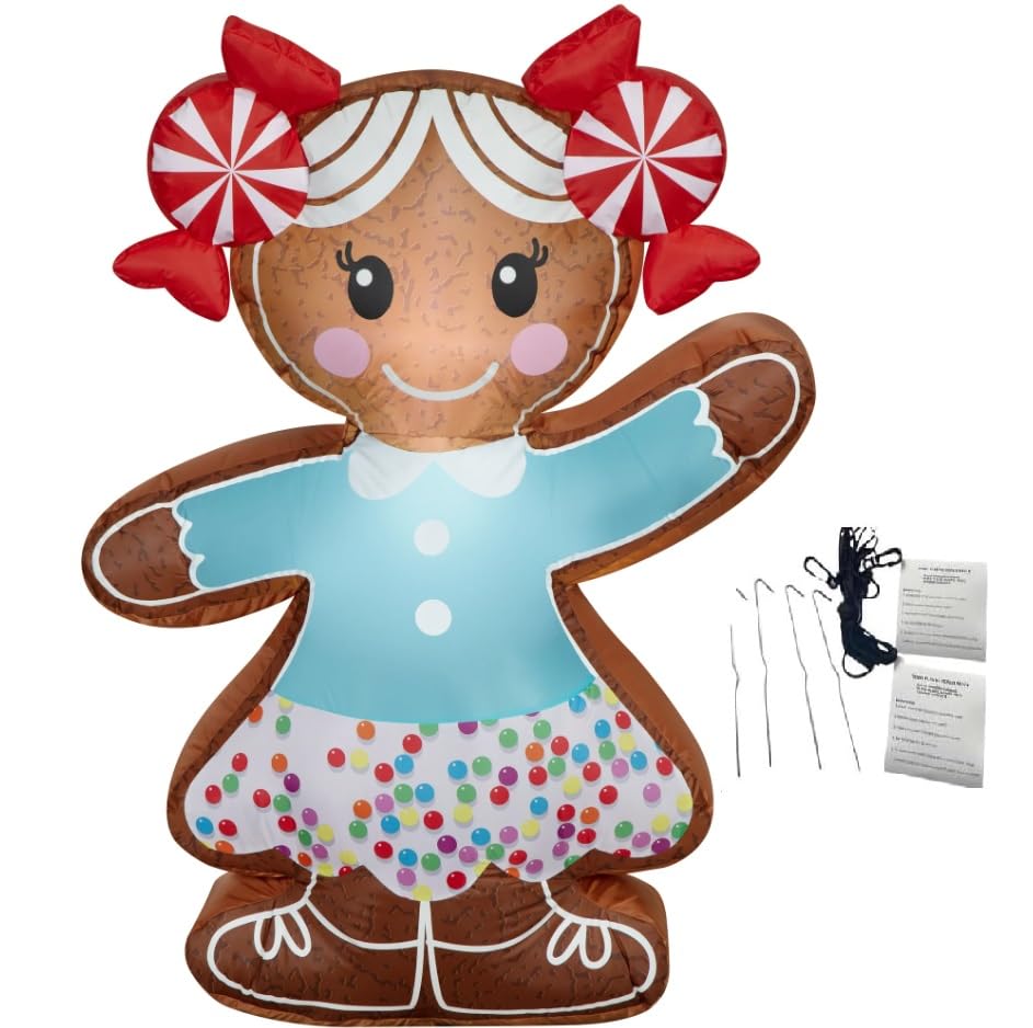 Amazon.com: Christmas Inflatable Gingerbread Girl 4 Foot LED Lighted ...
