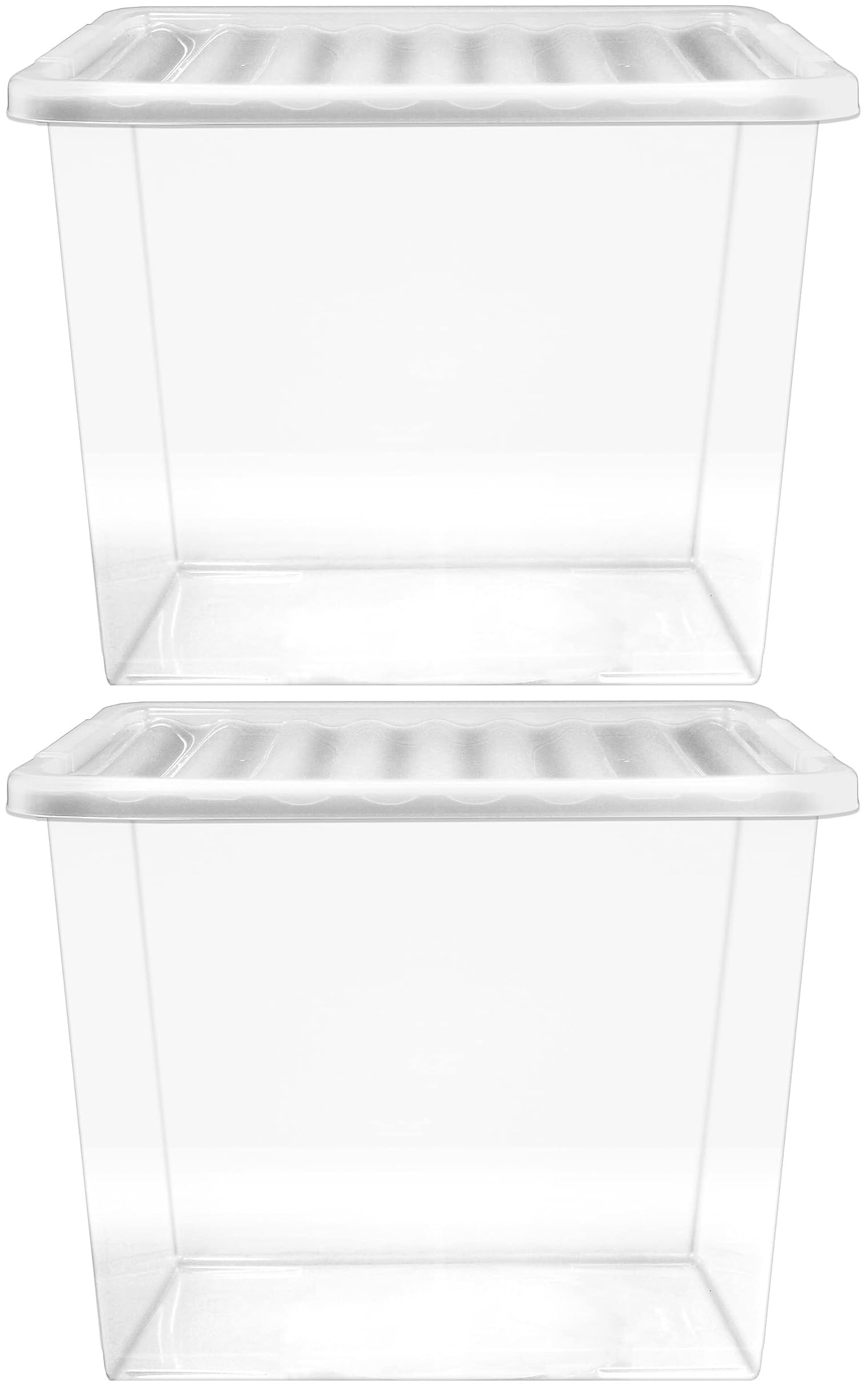 Muddy Hands Pack of 2-80 Litre Extra Large Clear Plastic Storage Boxes ...