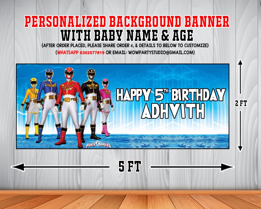 Wow Party Studio Personalized Power Rangers Theme Party Happy Birthday ...