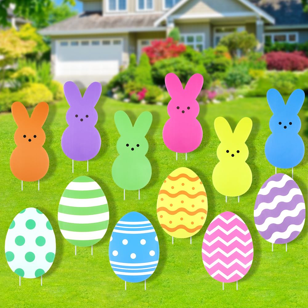 Amazon.com: Easter Decorations Outdoor Yard Signs: 12pcs Easter Egg ...