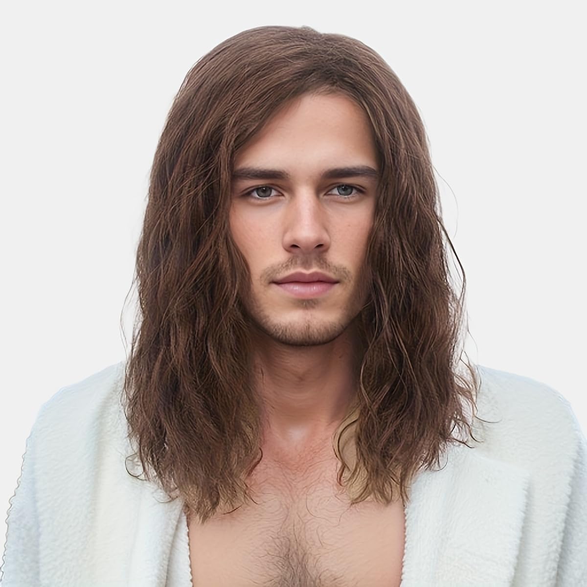 Amazon.com : REEWES Men's Long Curly Wave Layered Hair Wig with Cap ...