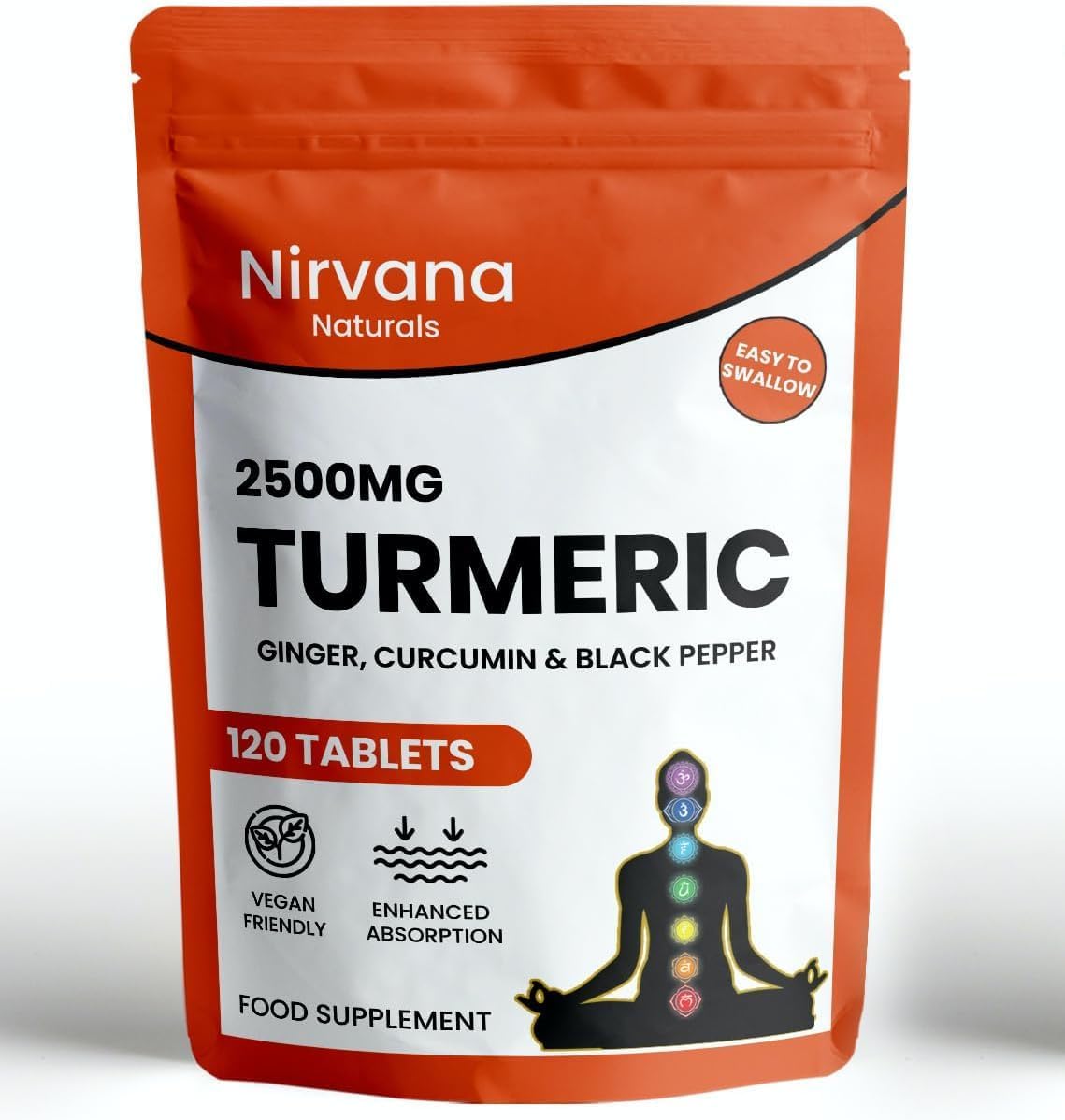 Nirvana Naturals Turmeric Tablets 2500mg with Black Pepper & Ginger ...