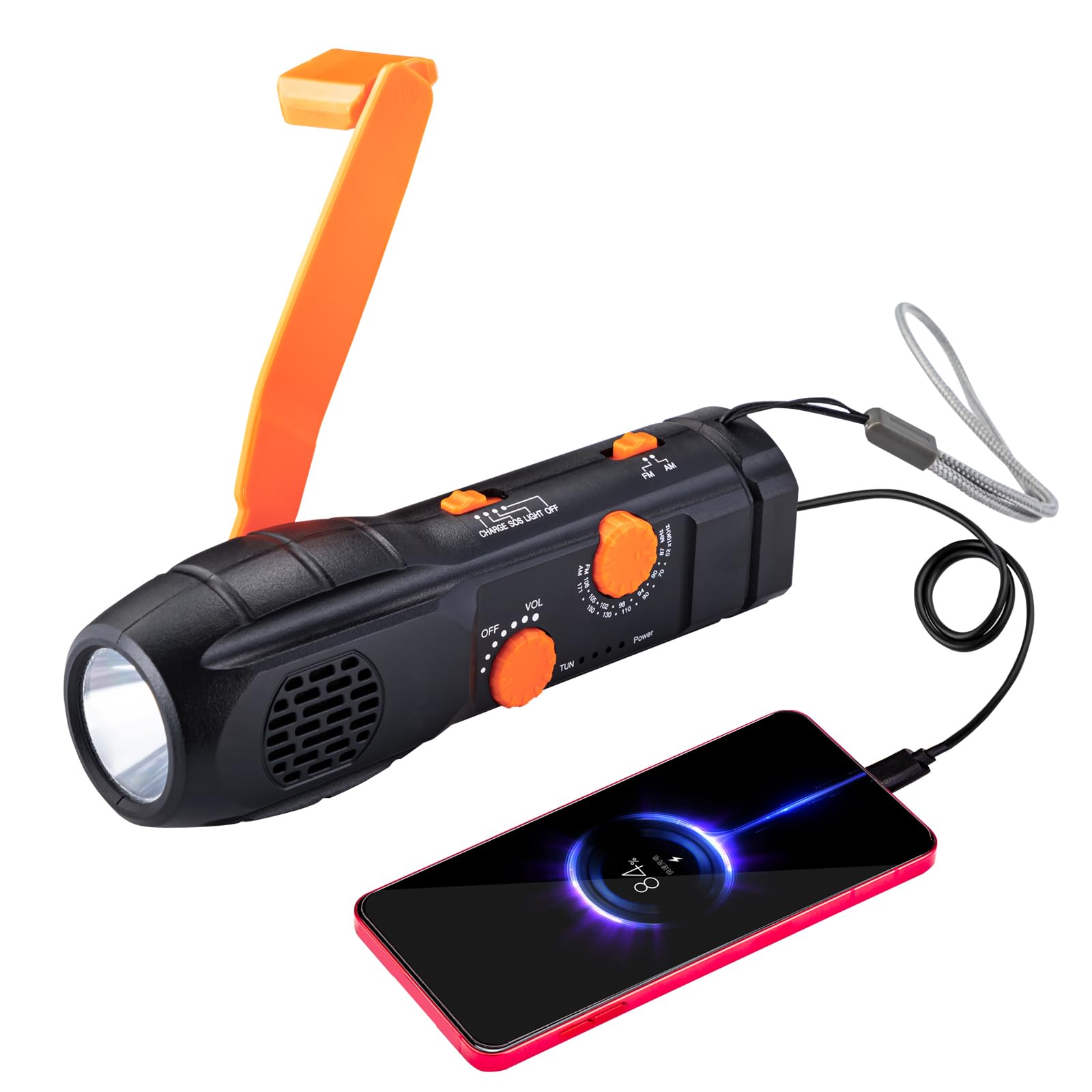 Amazon.com: MOLEBIT Hand Crank Flashlight with Emergency Radio Phone ...