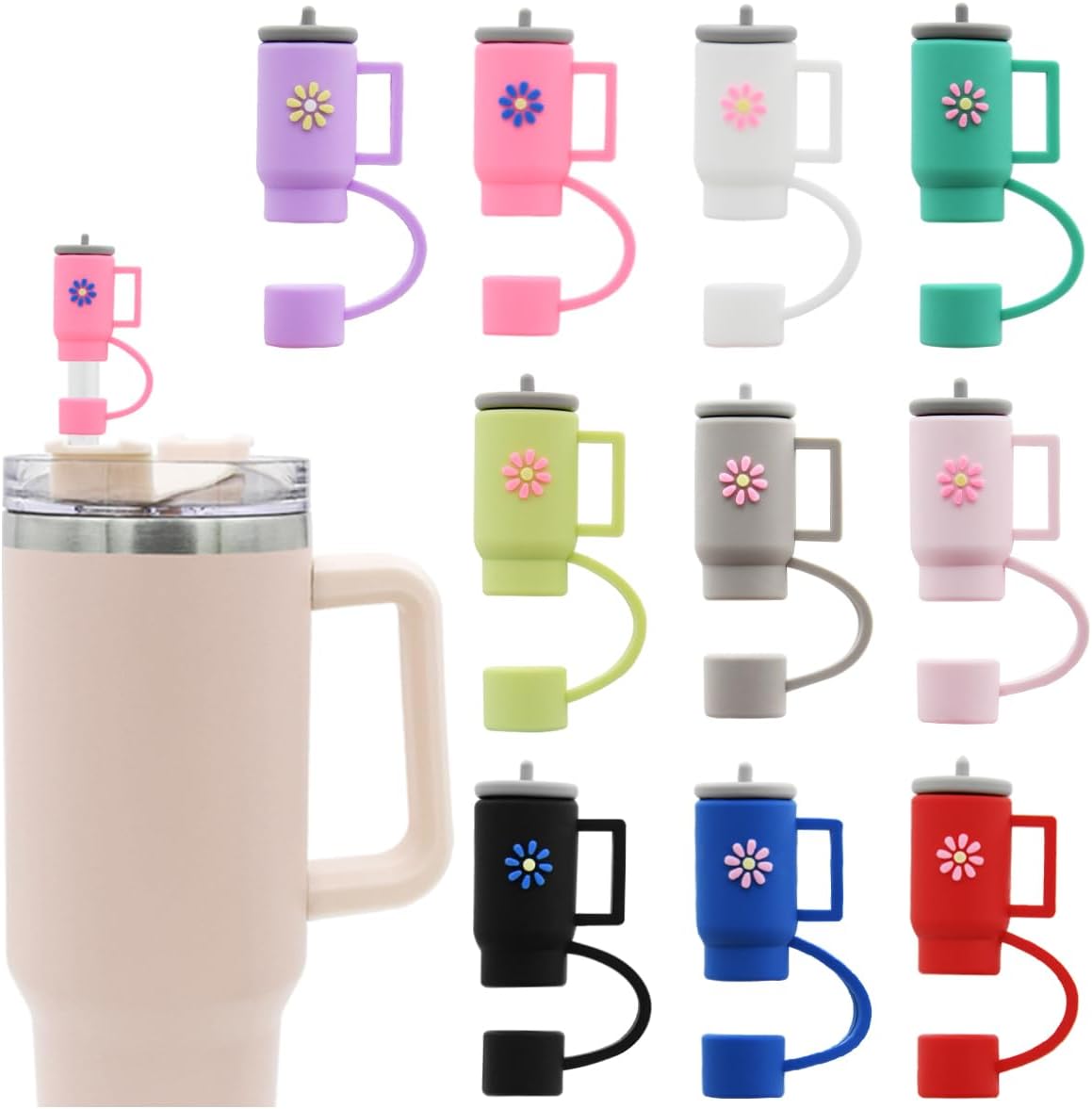 Amazon.com: LLMSIX 6PCS Straw Cover Cap for Stanley Cup 30oz & 40oz ...