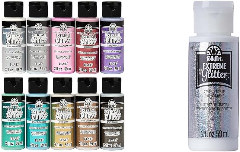 Amazon.com: FolkArt Extreme Glitter Acrylic Craft Paint Set Formulated ...