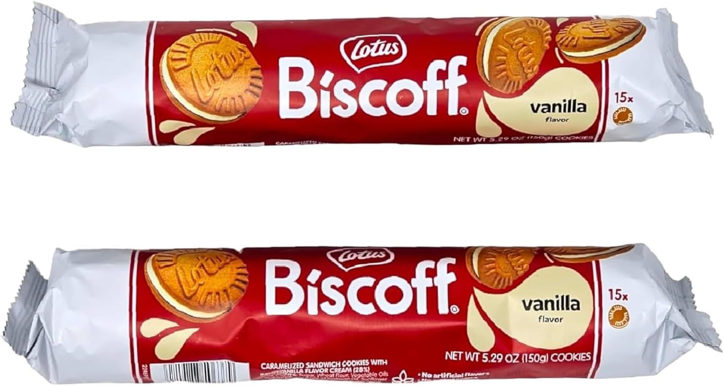 Amazon.com: Lotus Biscoff Sandwich Cookies, Vanilla Cream, 15 Cookies ...