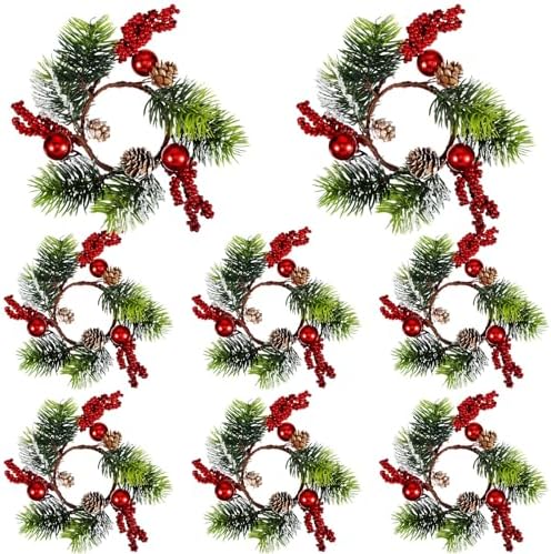 Amazon.com: Brihasory White Christmas Candle Rings Set of 4, Handmade ...