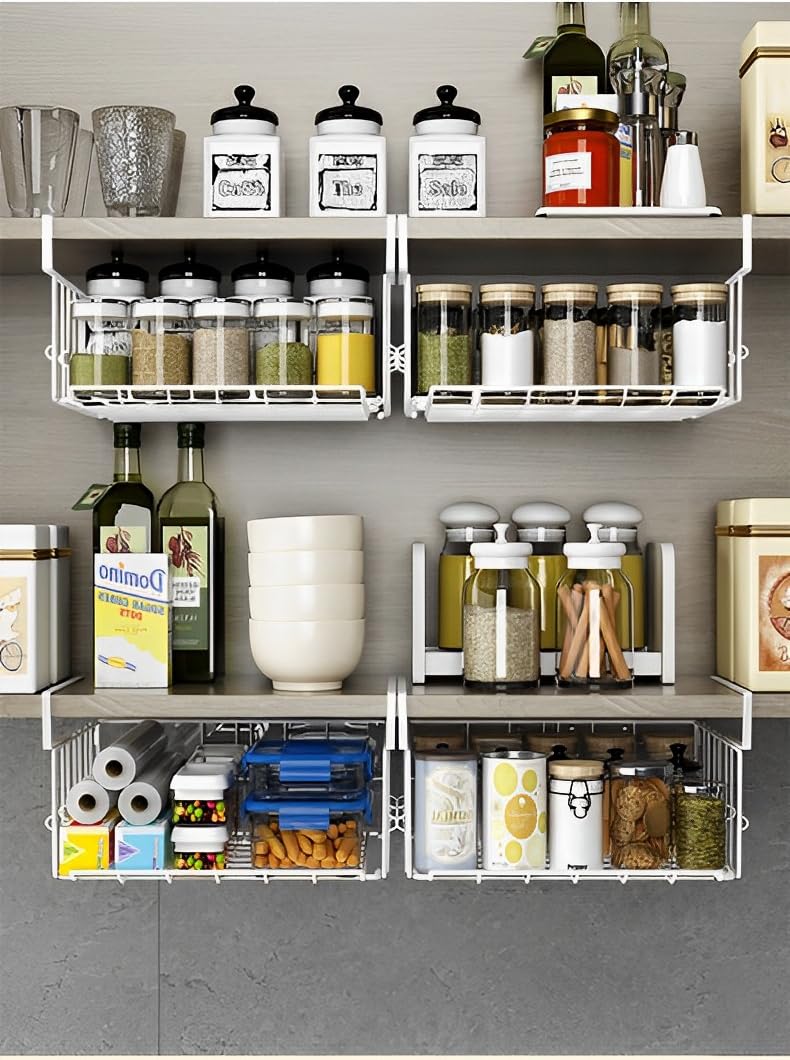 Under Shelf Basket Storage 2Pack - 11.8in Metal Under Cabinet Shelf ...