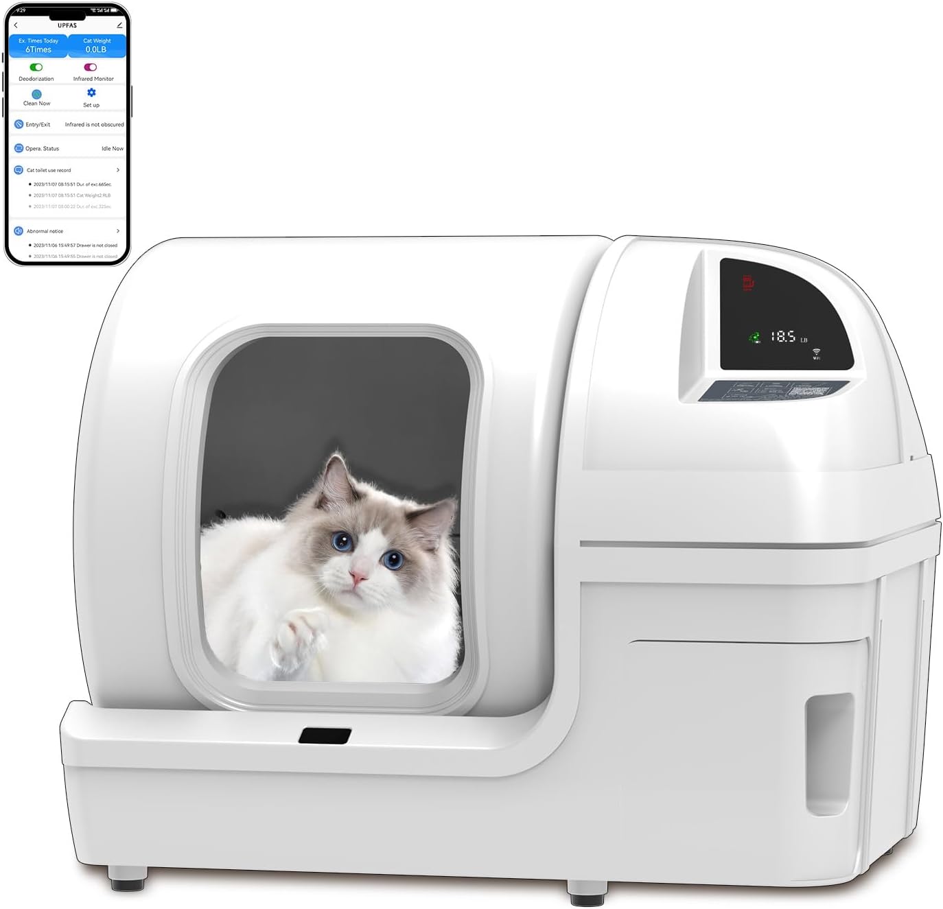 Amazon.com: Automatic Cat Litter Box Self Cleaning - UPFAS 100L Extra ...