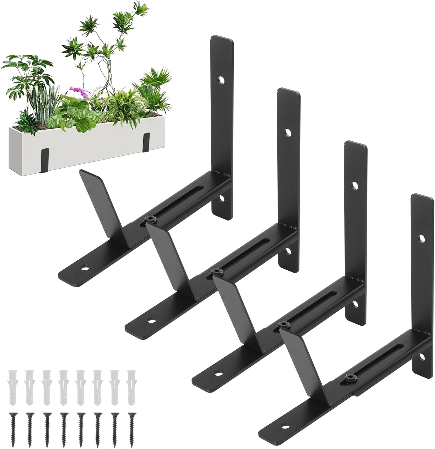 Achla Designs SFB-01C Clamp-On Flower Box, 6" Deck Bracket, Black ...