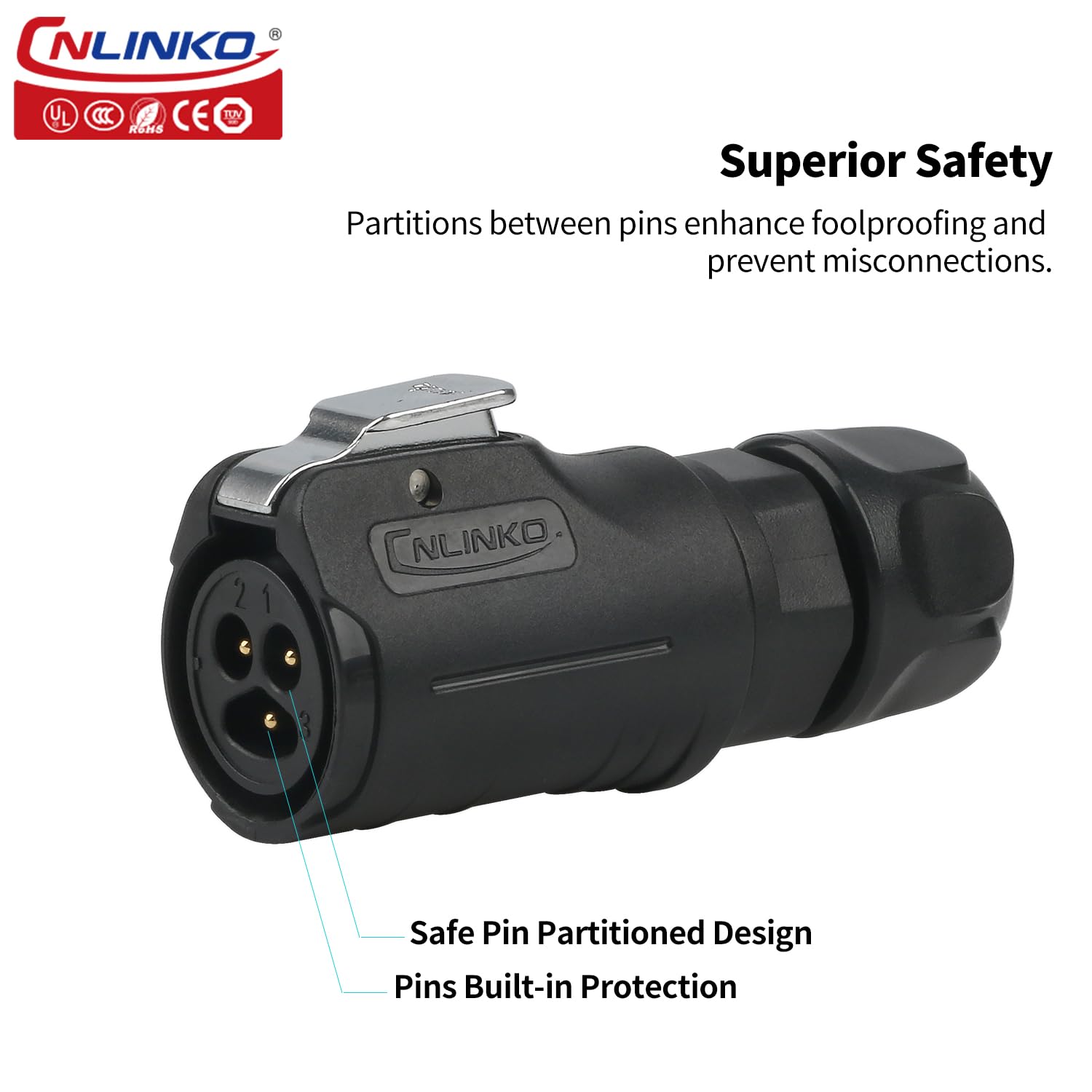 Snapklik.com : LP-12 3-Pin Waterproof Connector, Srew-in Design ...