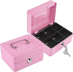 Amazon.co.jp: Mini Lockable Cash Box - Portable Money Safe with Tray, 6 ...