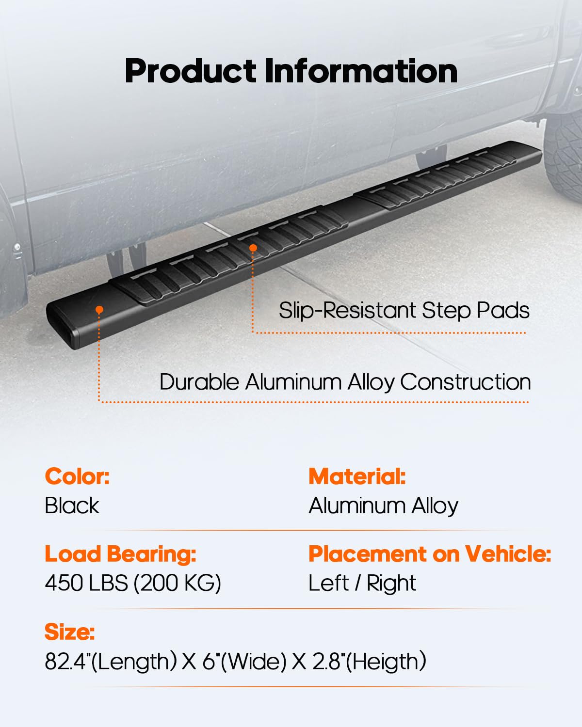 Snapklik.com : 6 Inches Running Boards, Steps Nerf Bars Compatible For ...