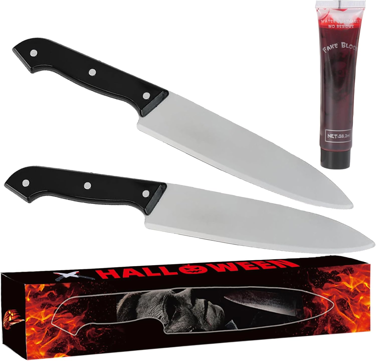 Amazon.com: GTHBA Halloween Fake Knife Prop 2 PCS with Fake Blood ...