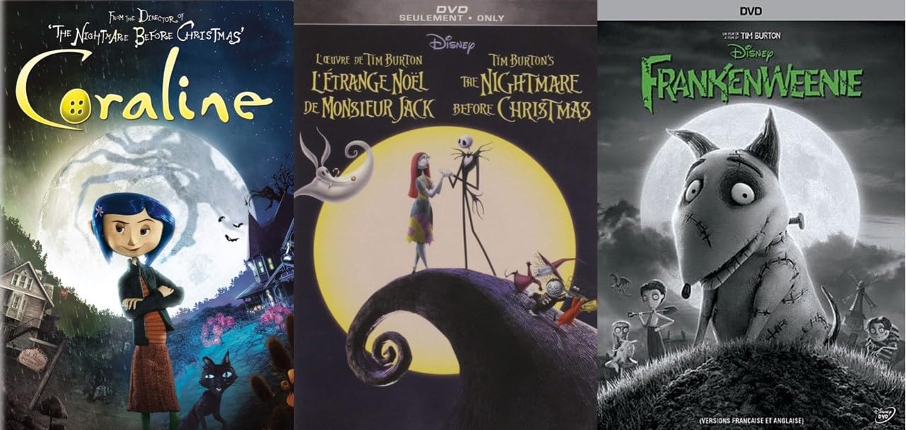 Amazon.com: Coraline + Nightmare Before Christmas + Frankenweenie [DVD ...