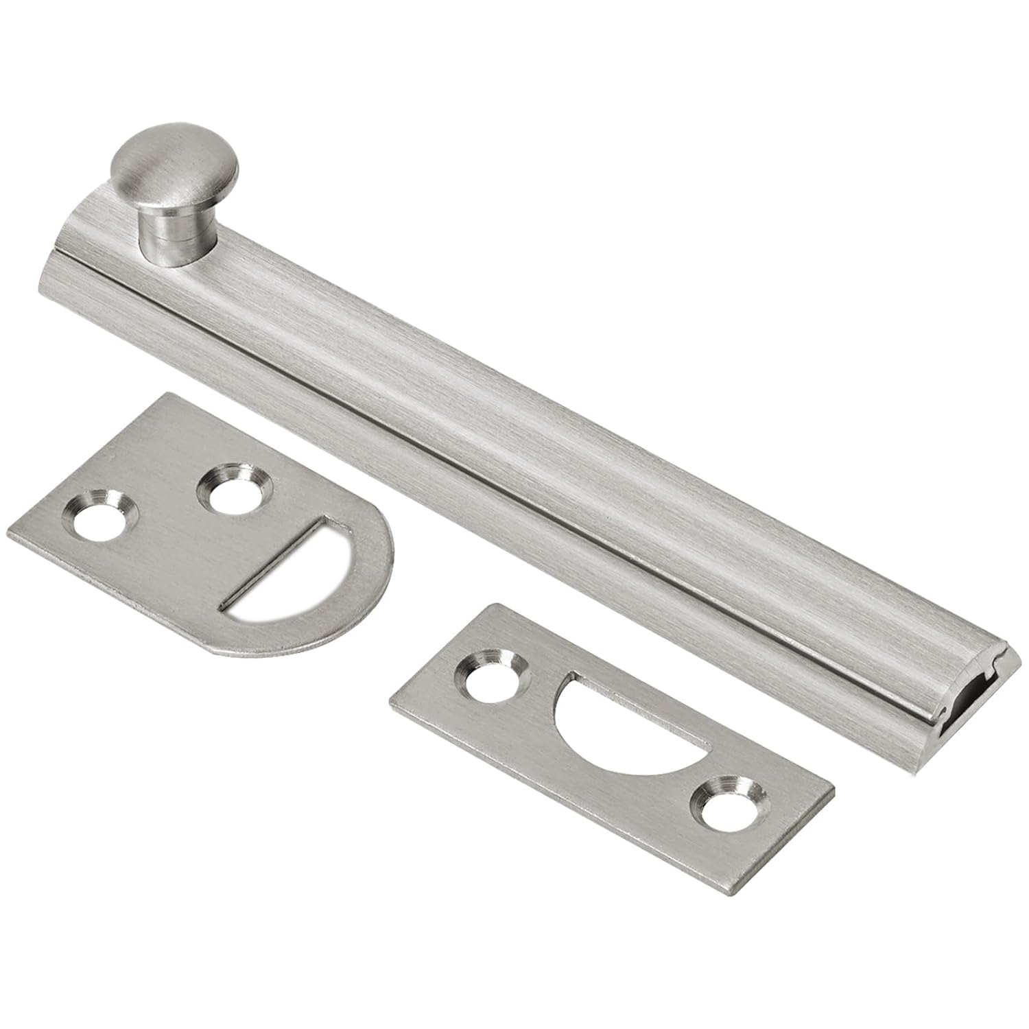 KOVOSCH Solid Brass Surface Bolt 4 Inch, Heavy Duty Concealed Slide Surface Door Bolt, Satin ...