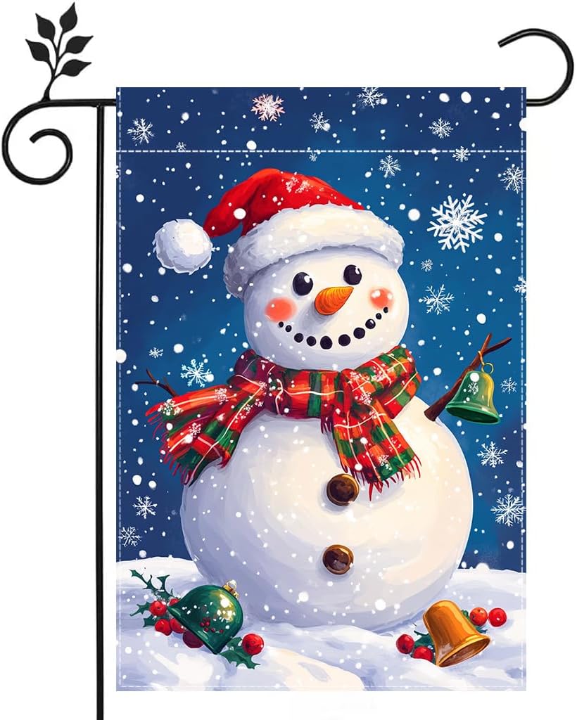 Amazon.com : Winter Snowman Snowflake Garden Flag for Outside ...