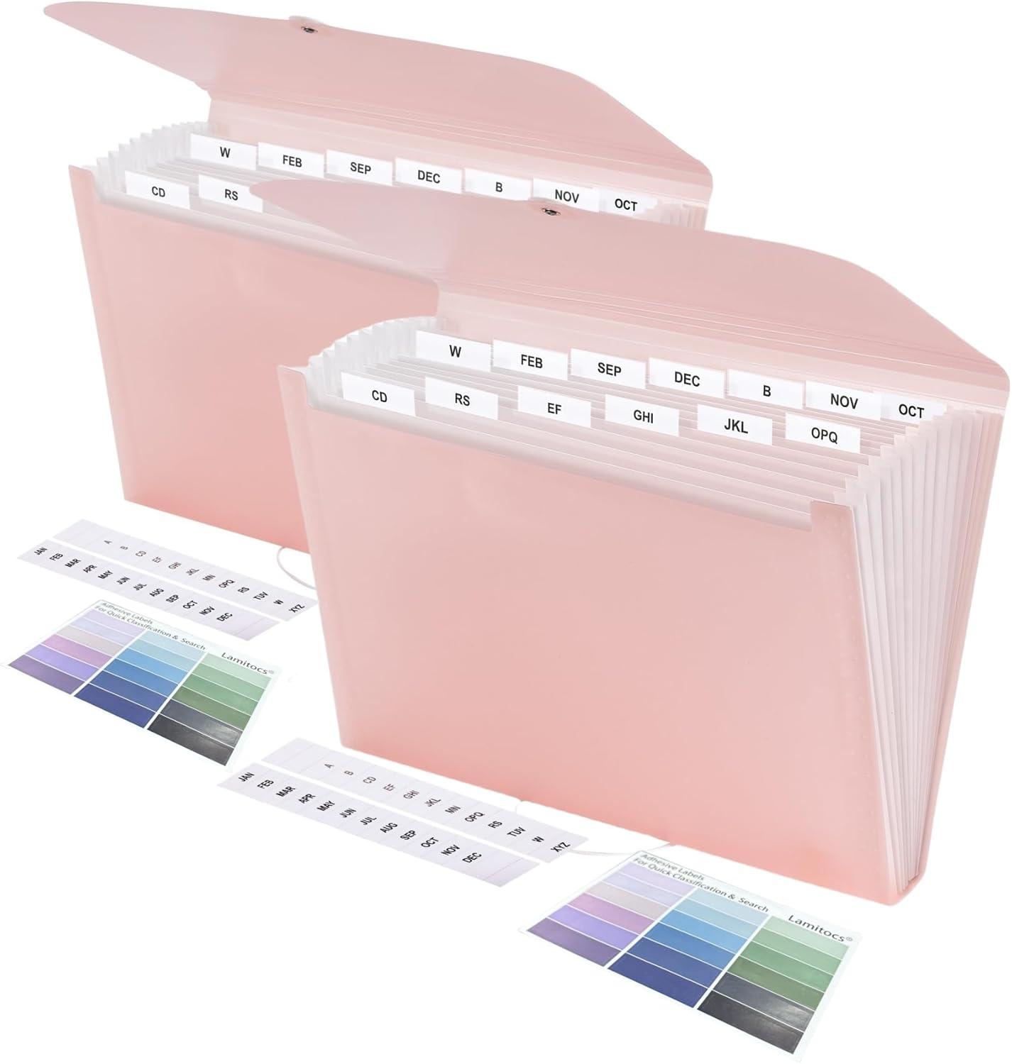 Lamitocs 2 PCS Expanding File Folder A4,13 Pockets File Organiser with ...