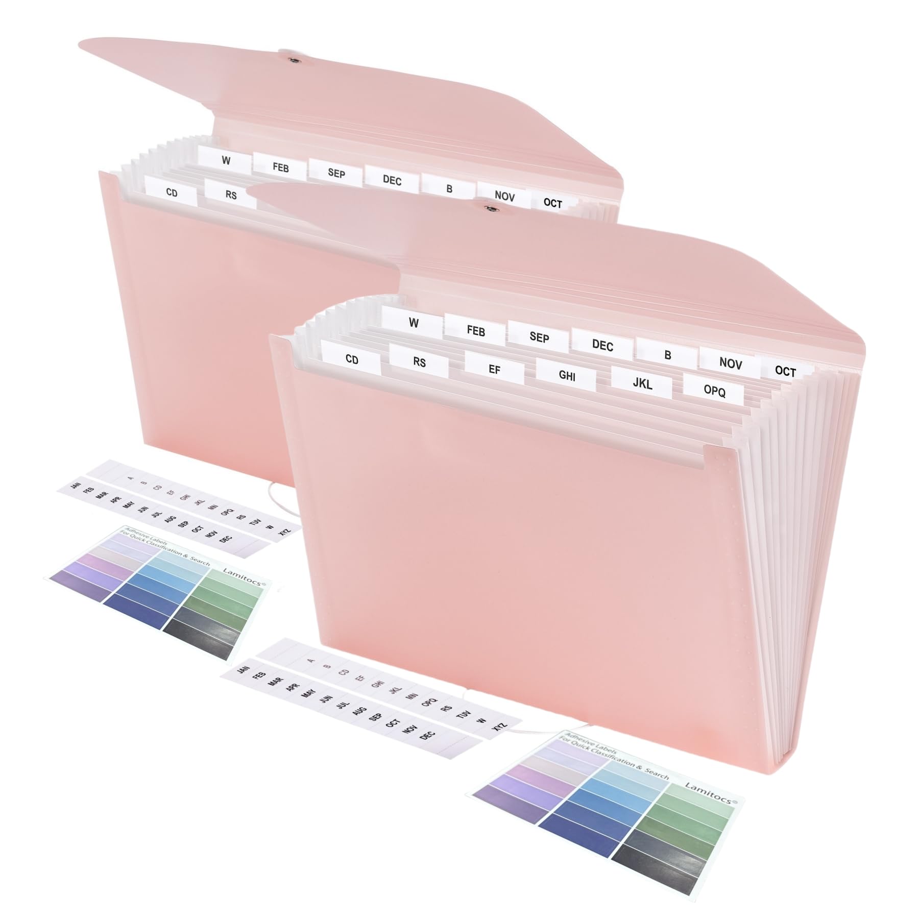 Lamitocs 2 PCS Expanding File Folder A4,13 Pockets File Organiser with ...