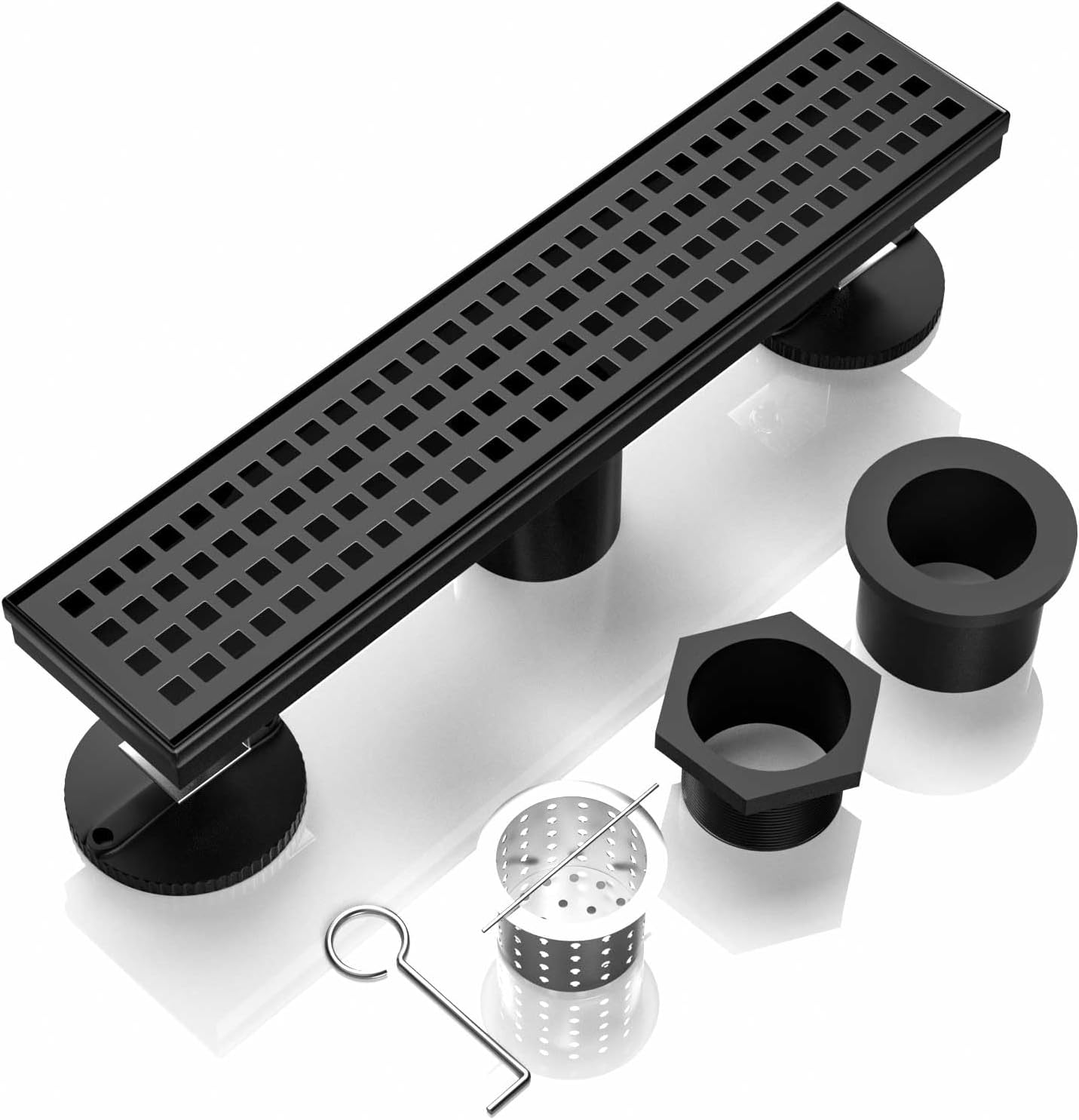 BARONAGE 12 Inch Linear Shower Drain, Black Rectangular Floor Drain ...