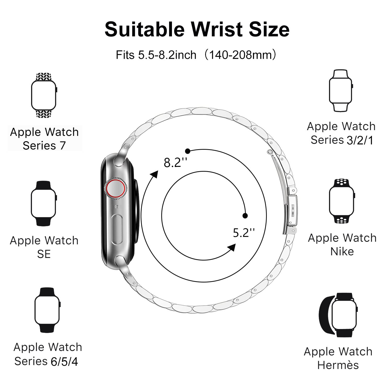 MioHHR Slim Metal Bands Compatible with Apple Watch Band Series 8/7 ...