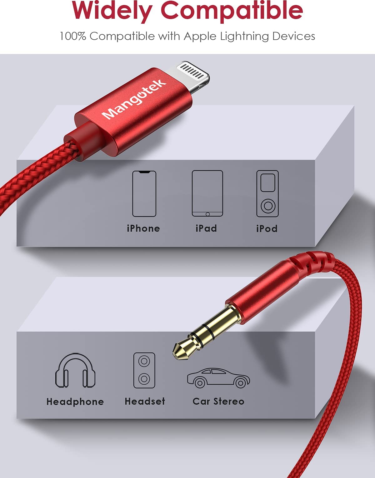 Snapklik.com : Aux Cord For iPhone, Apple MFI Certified Aux To ...