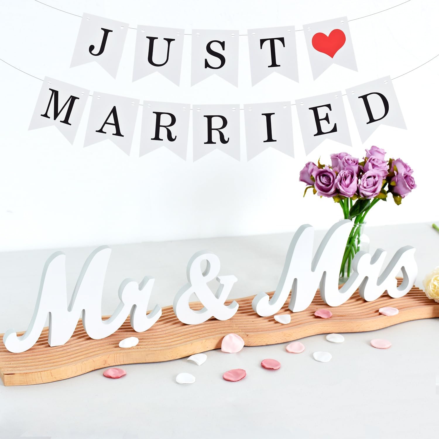 Amazon.com: TONIFUL Mr & Mrs Sign for Wedding Table and Just Married ...