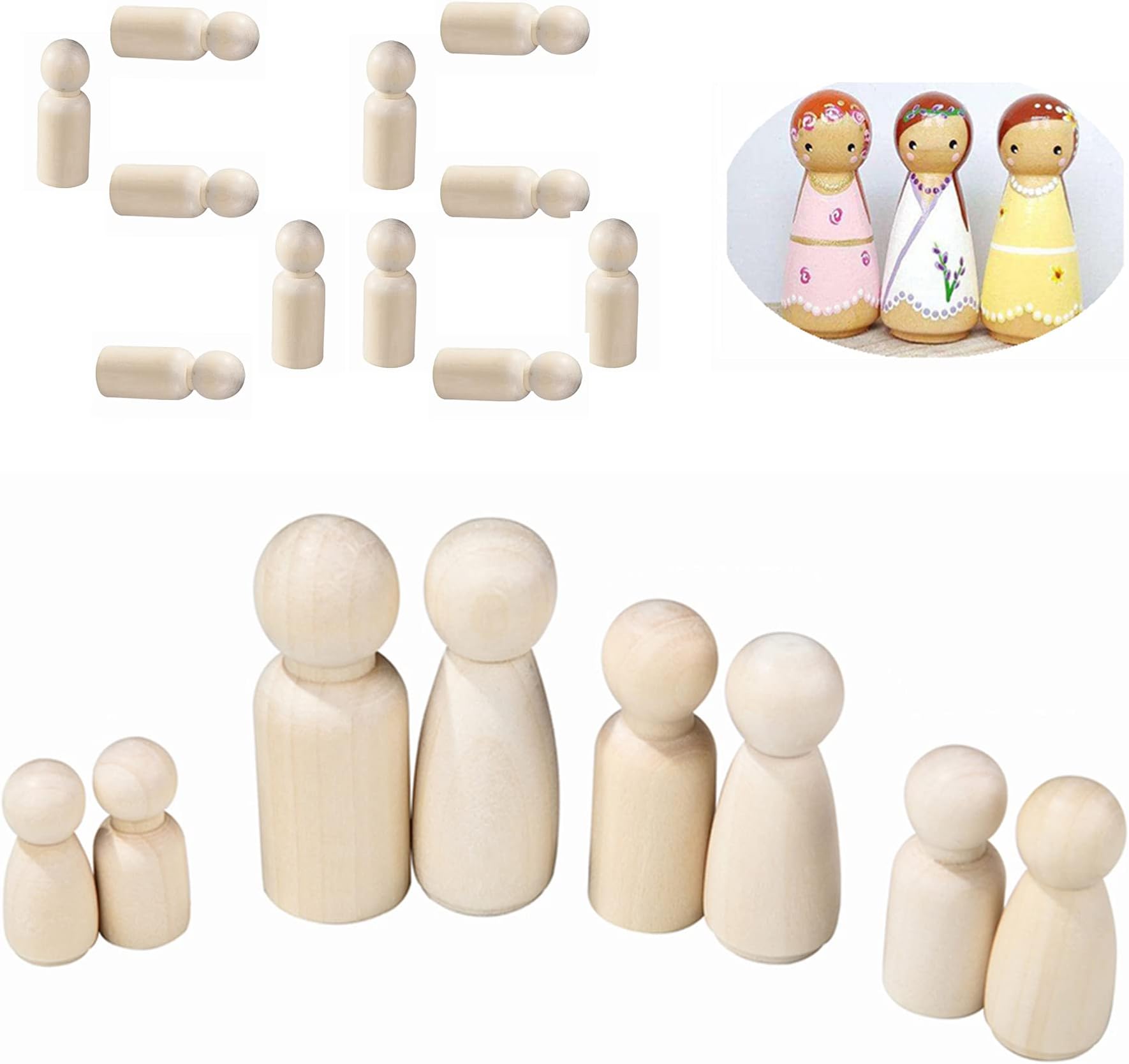 Amazon.com: Bright Creations 50 Pack Small Unfinished Wooden Peg People ...