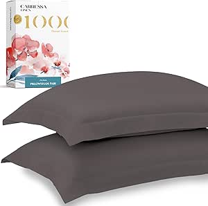 Amazon.com: Carressa Linen 100% Egyptian Cotton Pillow Shams - 1000 Thread Count Pack of 2 Dark ...