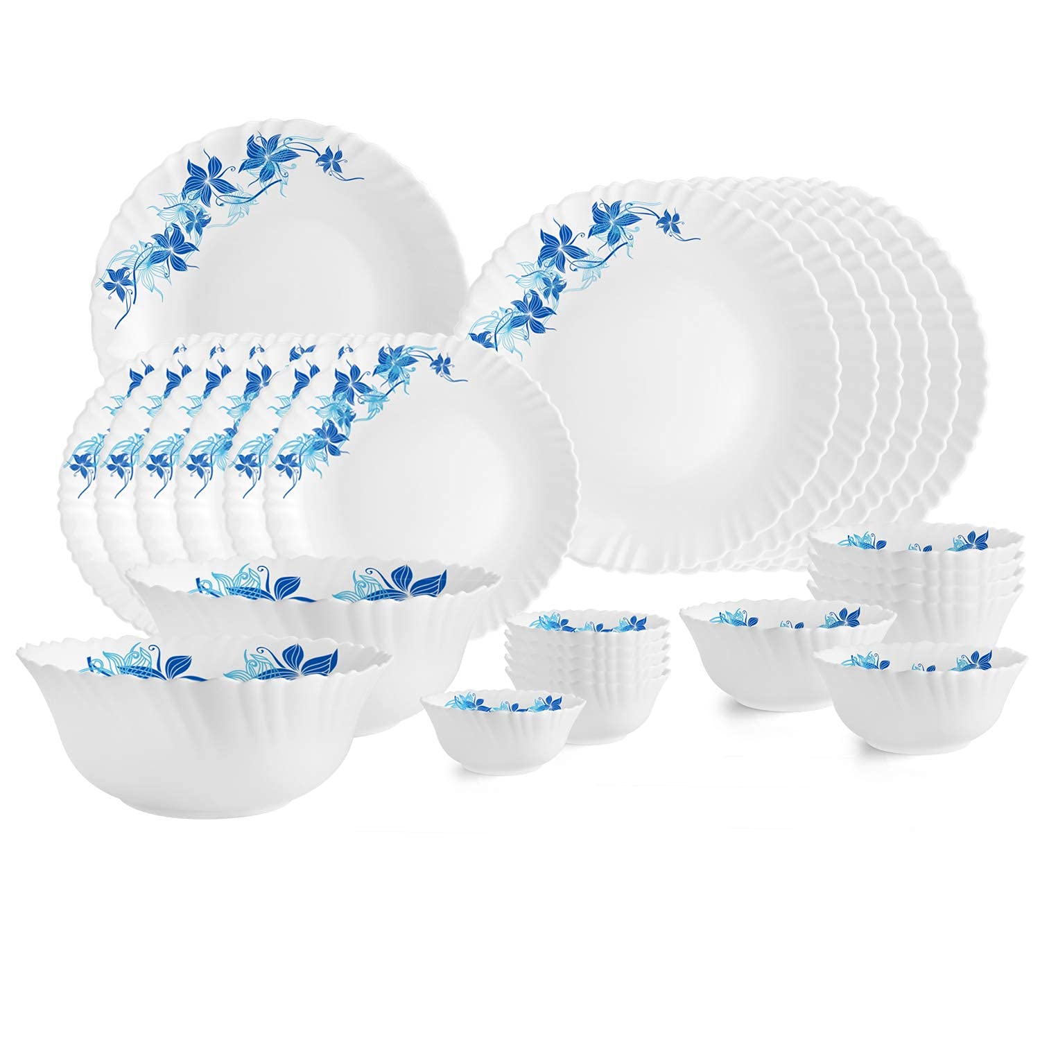 Cello Opalware Dazzle Series Blue Swirl Dinner Set, 27 Units | Opal ...