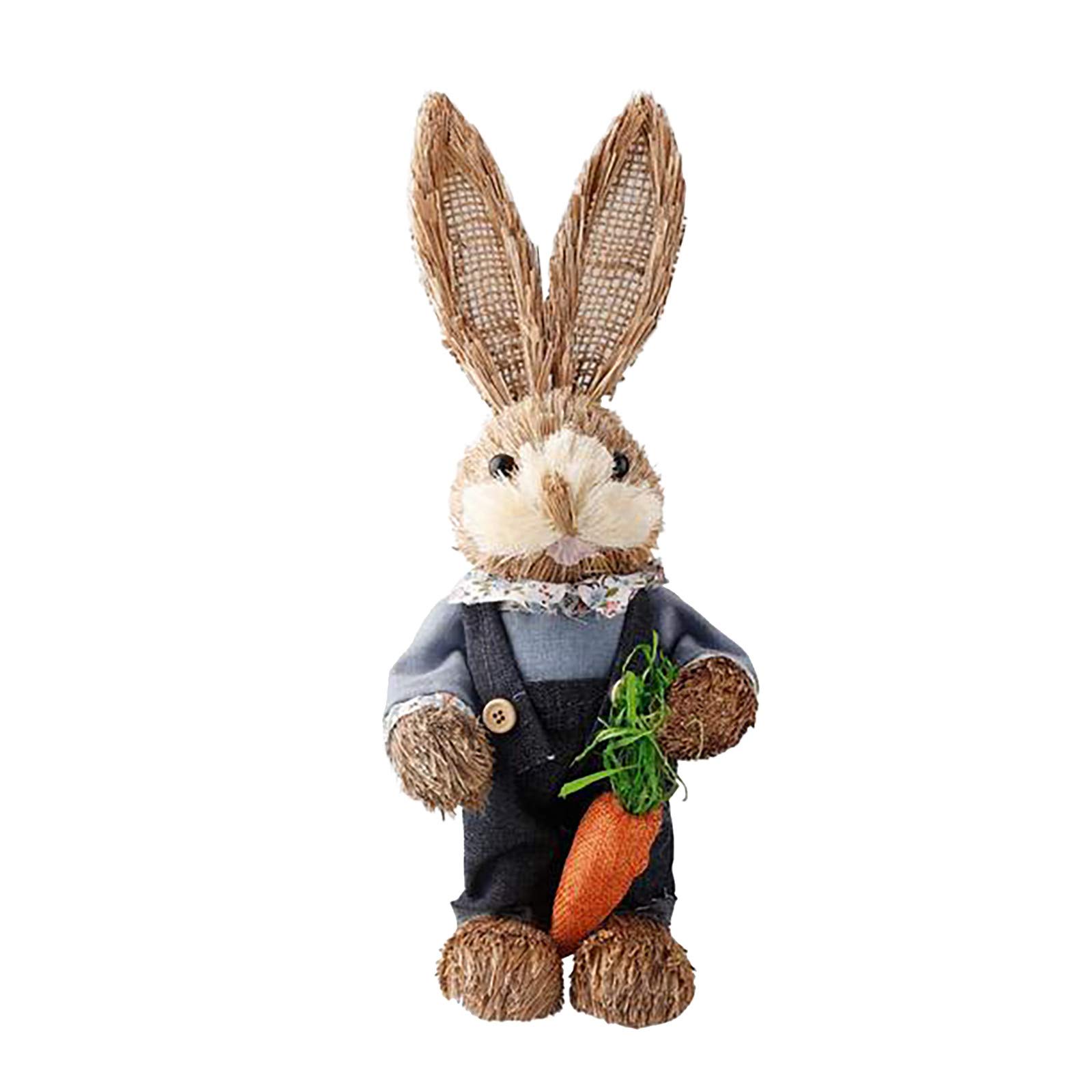 Amazon.com: Muised Easter Straw Bunny with Carrot Table Sign Garden ...