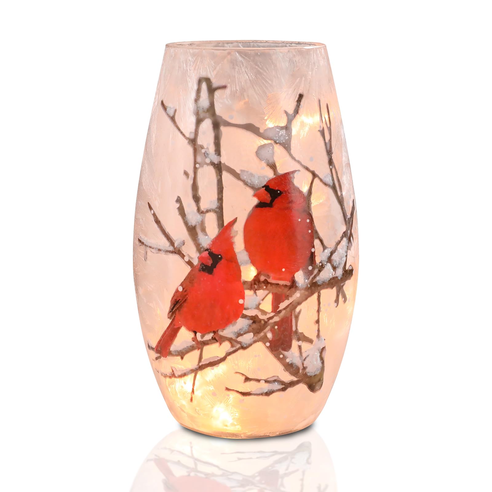 Amazon.com: Wonder Solar Cardinals Decor Indoor Christmas Crackle Glass ...