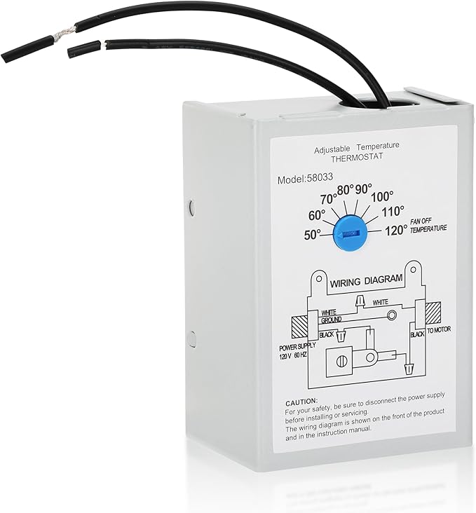 58033 Single Speed Adjustable Thermostat for Lomanco Lomancool 2000/ ...