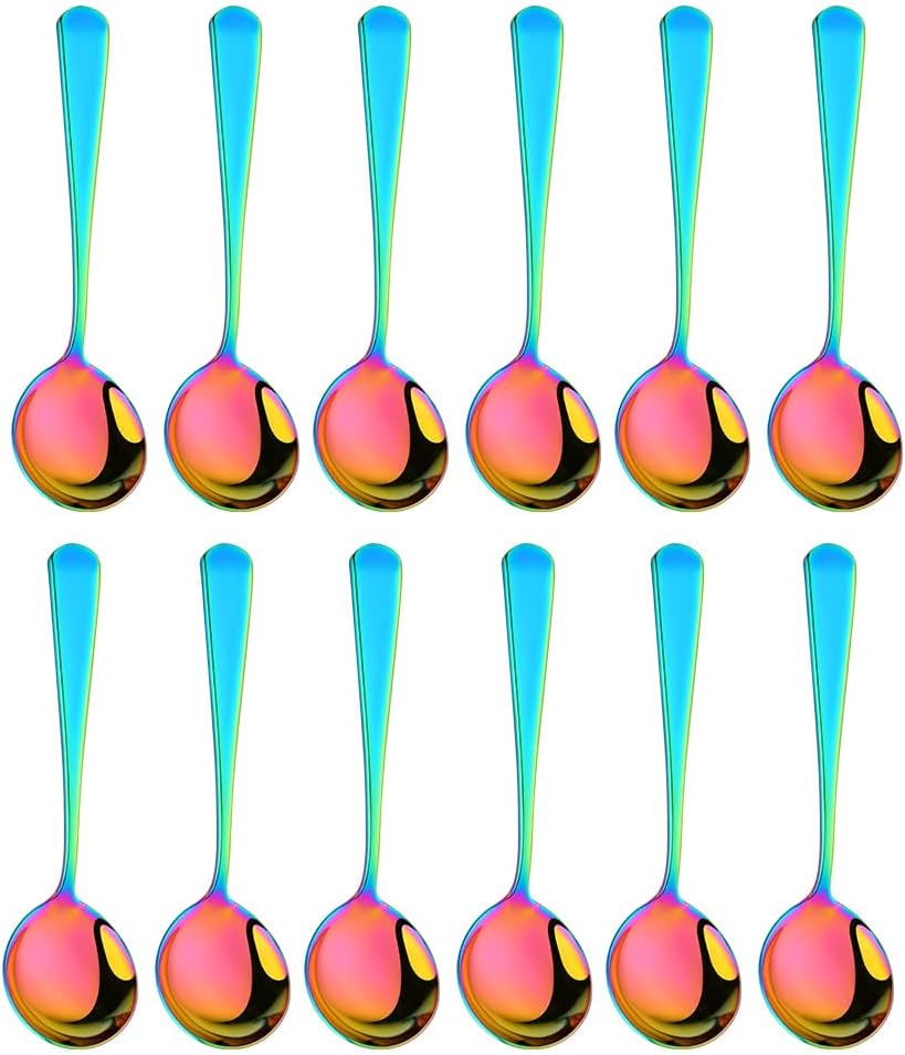 Amazon.com: 6 Pieces Rainbow Soup Spoon Colorful Stainless Steel Spoon ...