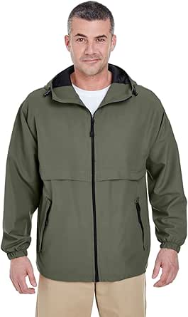 Ultraclub 8908 UC Hooded Zip Jacket - Olive - XL at Amazon Men’s ...
