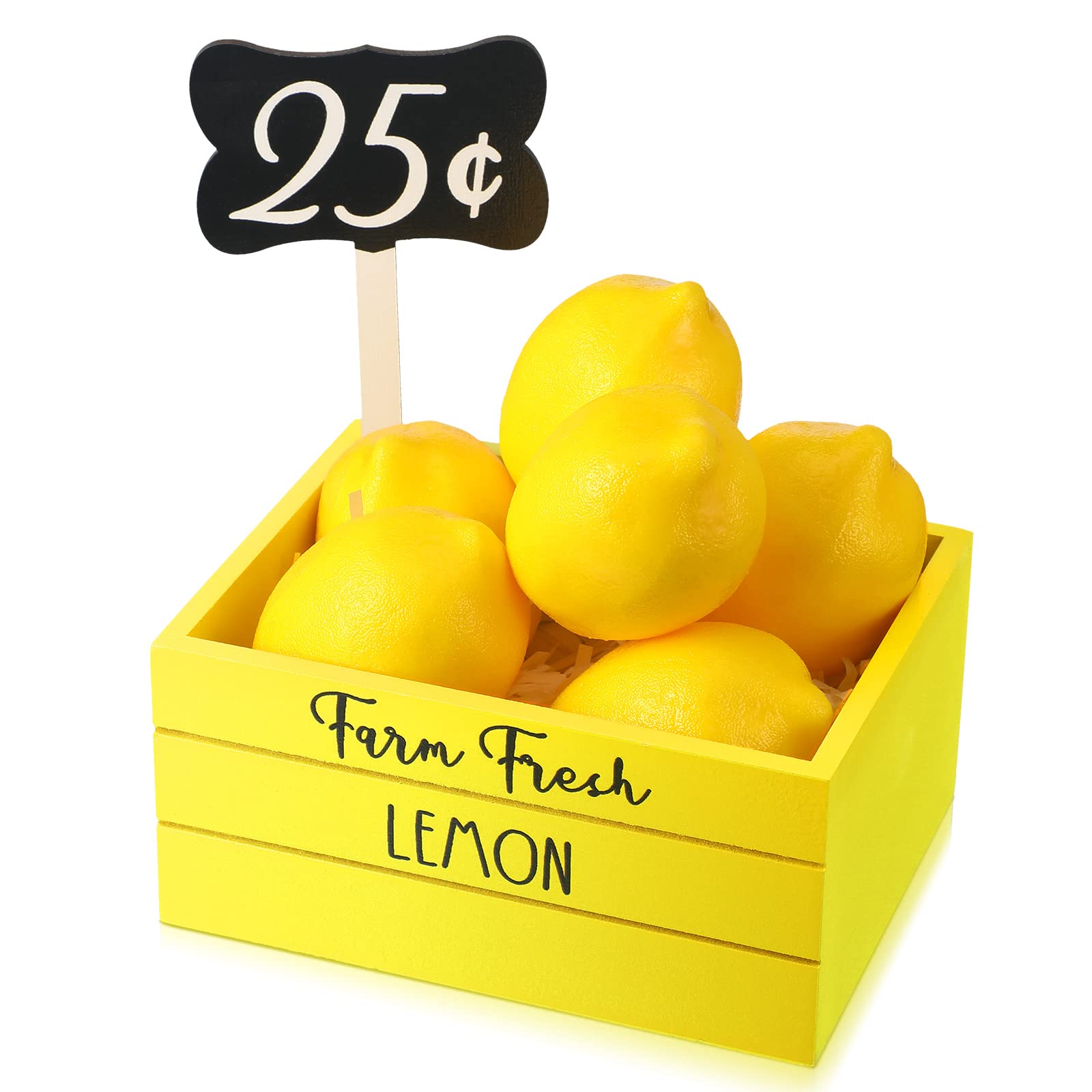 Amazon.com: Wesiti 9 Pcs Lemon Mini Crate Tiered Tray Decor with 6 Faux ...