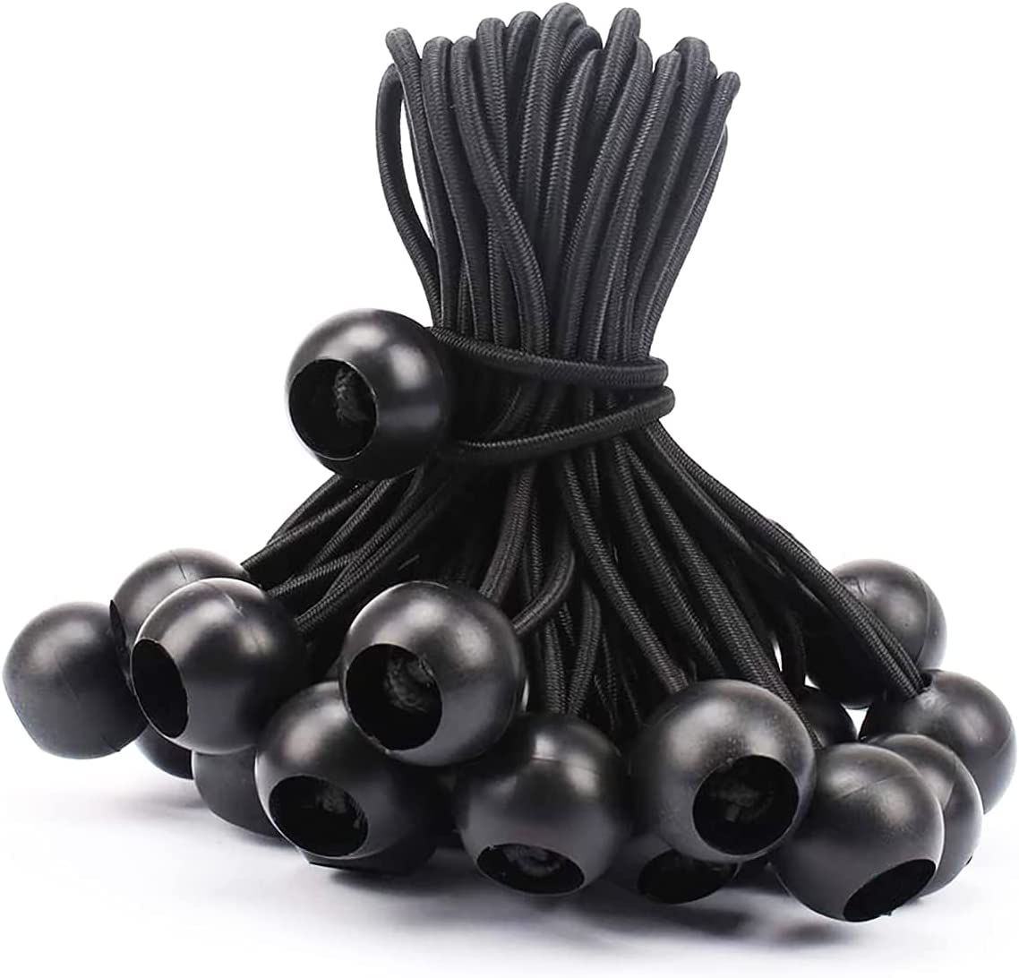 30 Pcs 4 Inches Ball Bungee Cords, Black Heavy Duty Heavyweight Tarp ...