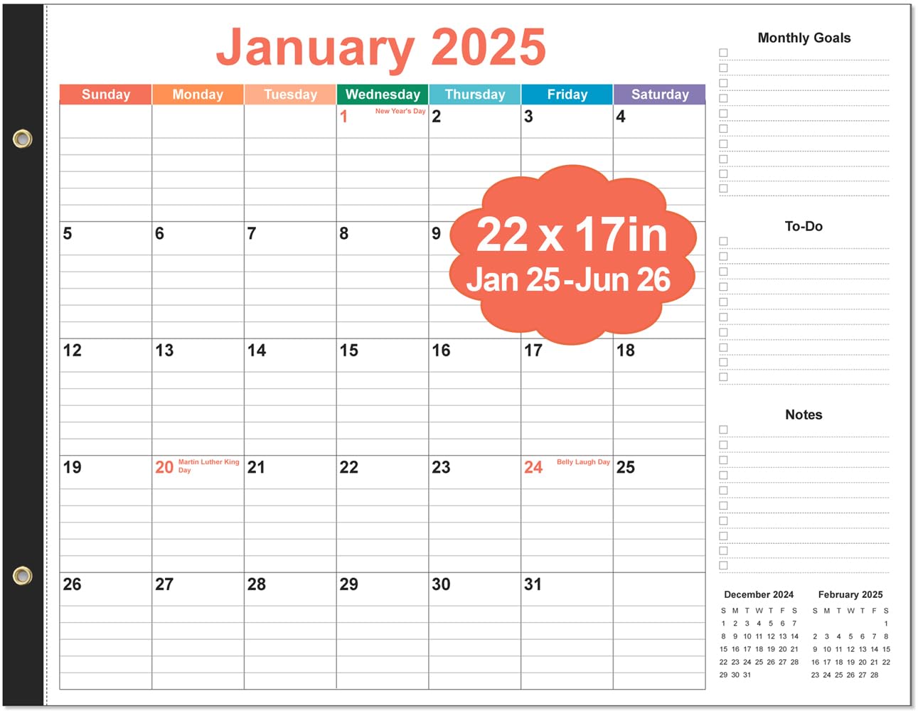 Amazon.com : Large Desk Calendar 2025-2026 - 22" x 17" Desk Calendar ...