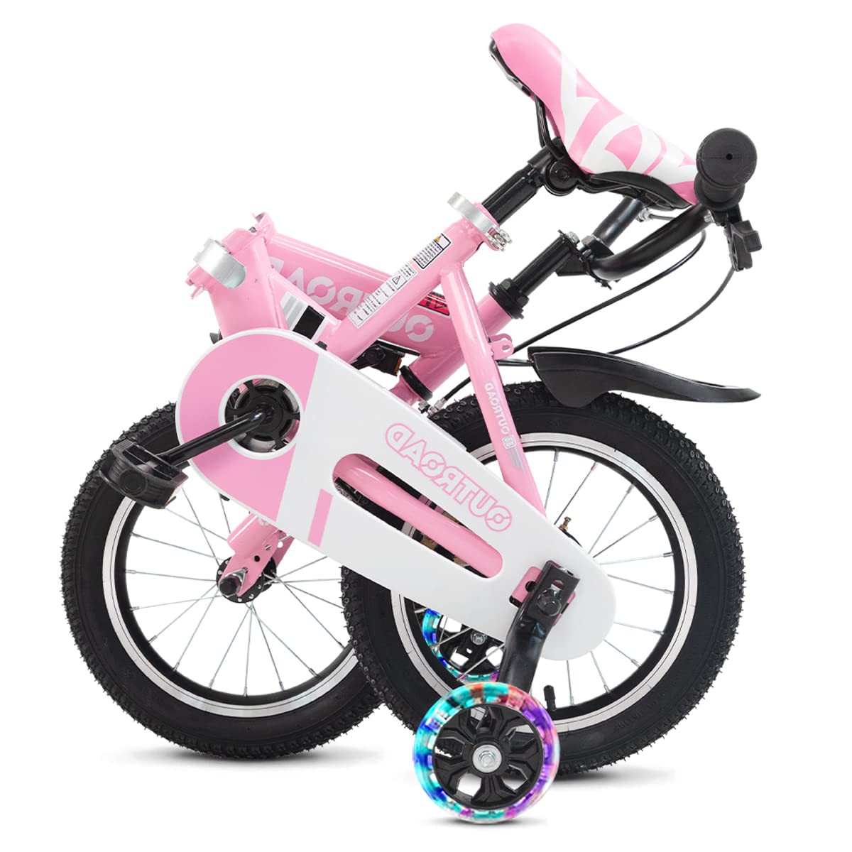 PanAme 14/16/18 Inch Folding Kids Bike with Flashing Training Wheels ...