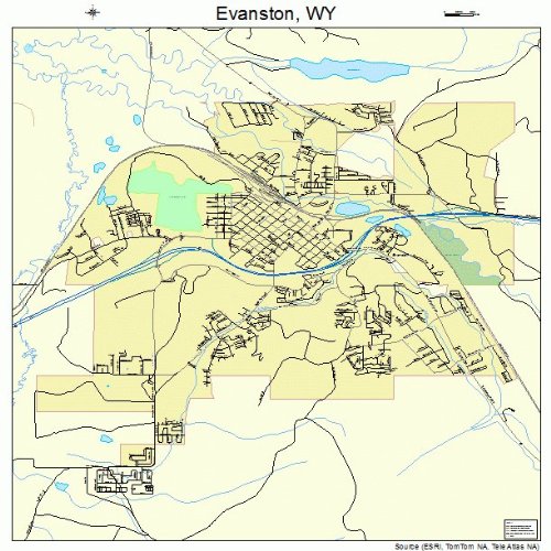 Large Street & Road Map of Evanston, Wyoming WY - Printed Poster Size ...