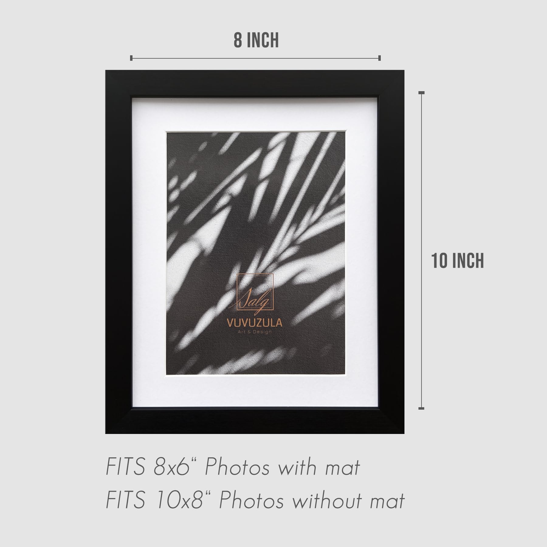 VUVUZULA 10×8 Real Glass Black Picture Frames Photo Frame 8×10 Inch ...