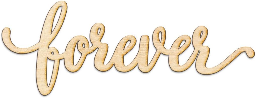 Amazon.com: Woodums – Forever Script Wooden Wall Art Decor, Unfinished ...