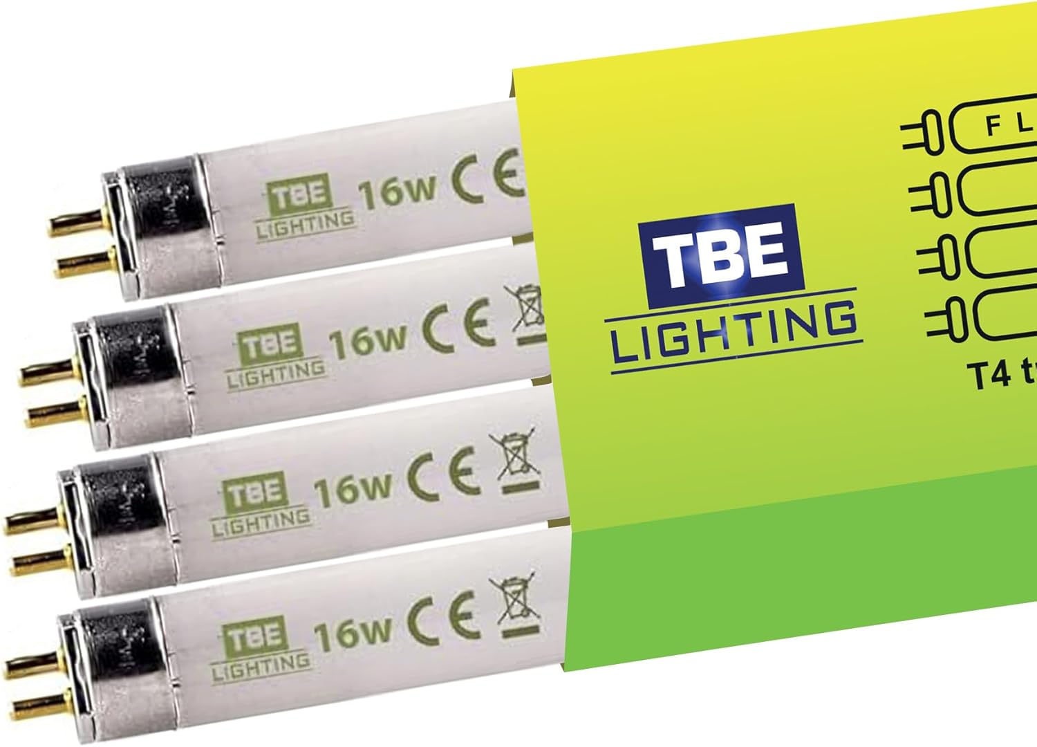 TBE Lighting T4 16w Fluorescent Tube Lamps 480mm - 4 Pack of CFL Bulbs ...