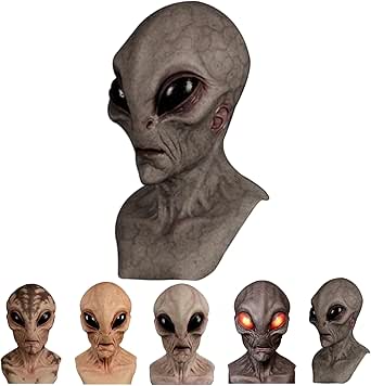 Amazon.com: Yilia Halloween Alien Funny Mask, Latex Full Head Realistic ...