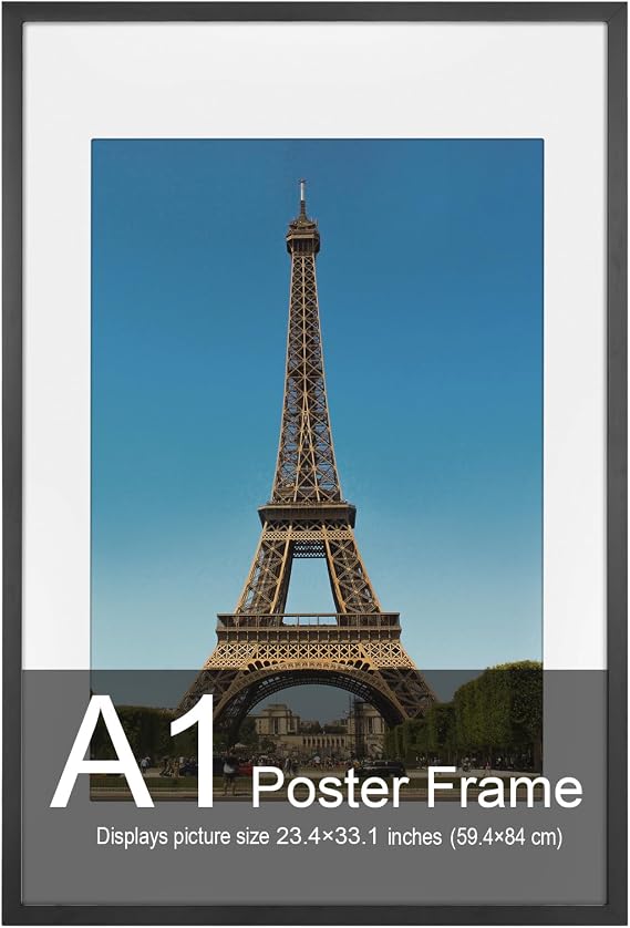 HOMESEVEN A1 Picture Frame (23.4 x 33.1 inches), Solid Wood Black Wood ...