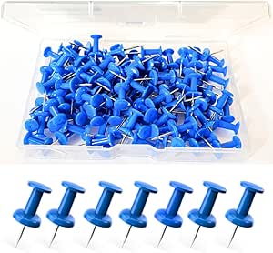 NEDBLUE Blue Push Pins - 120 Drawing Pins with Storage Box, Thumb Tacks ...
