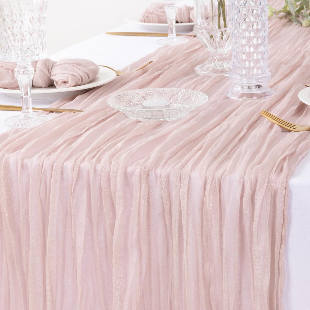 Amazon.com: Cheesecloth Table Runner, 10FT Dusty Pink Gauze Table ...
